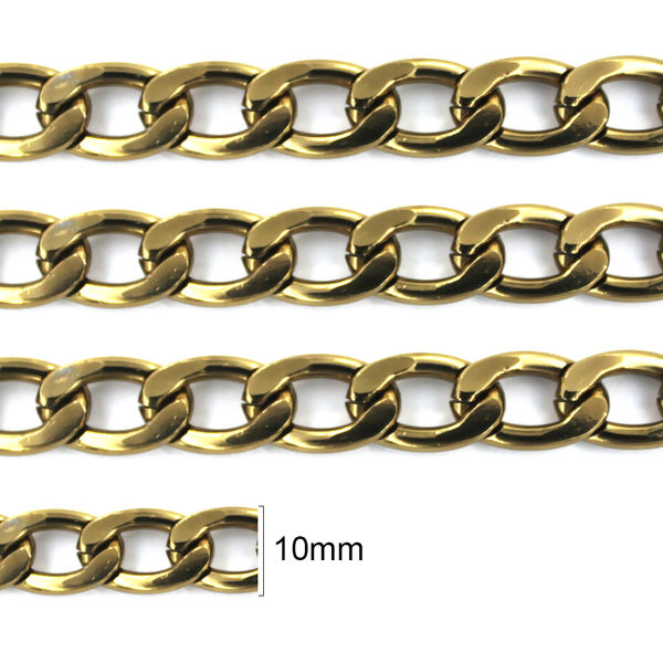 Corrente de Alumínio - 10mm - Ouro Velho - RO.150115