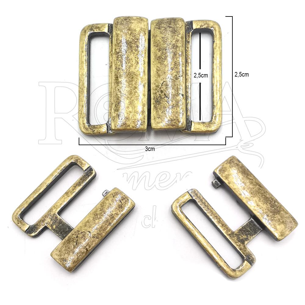 Fecho lingerie de Metal - 20 unidades - Ouro Velho - EB0213